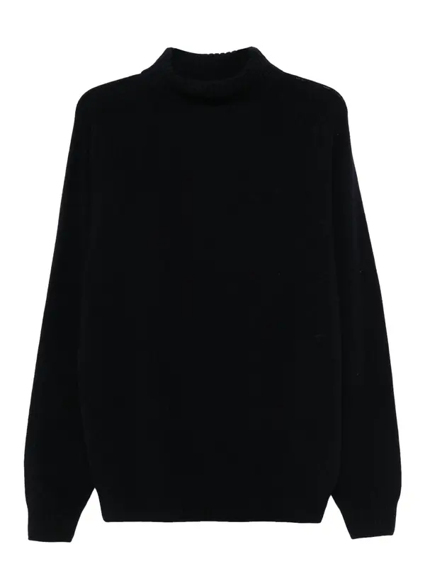 Sunspel Lambswool Turtleneck Sweater - Blue