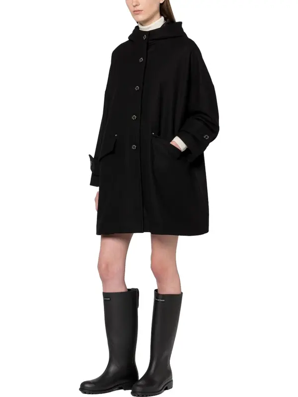 Mackintosh Humbie Hood Overcoat - Black