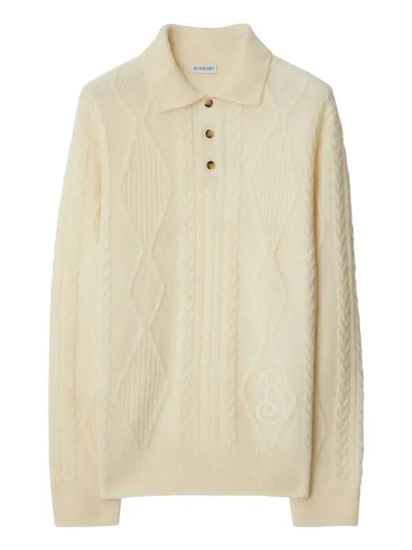 Burberry Aran-knit Polo Shirt - Neutrals