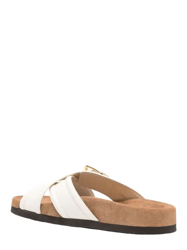 Valentino Garavani Vlogo Leather Slides - Neutrals