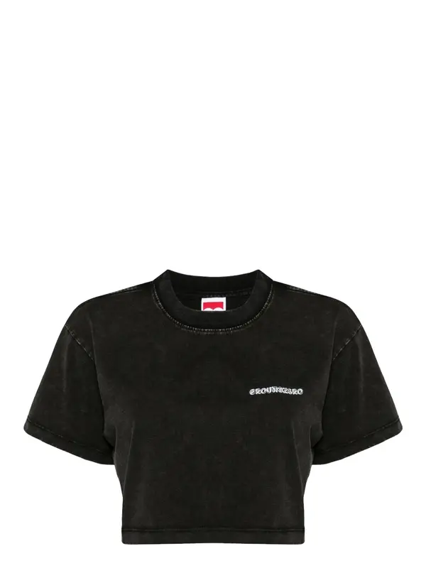 GROUND ZERO Logo-print Cropped T-shirt - Black