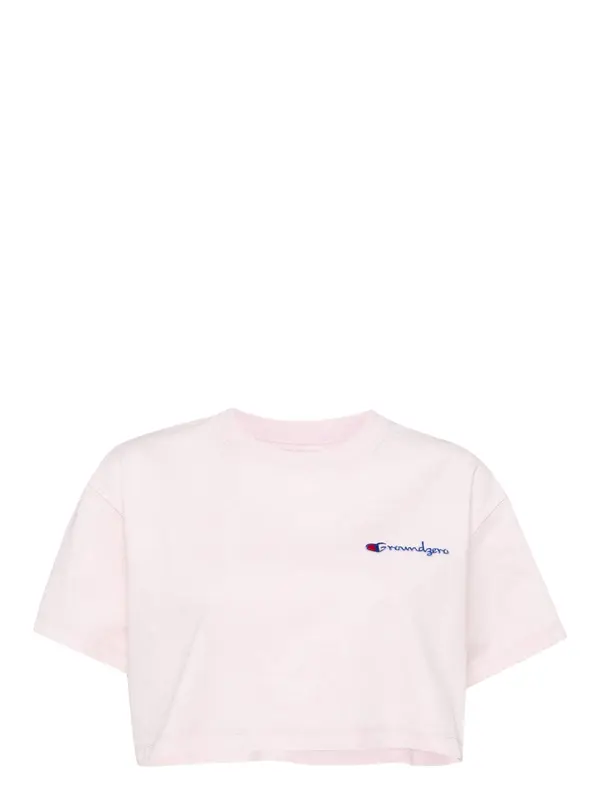 GROUND ZERO Logo-embroidered Cropped T-shirt - Pink