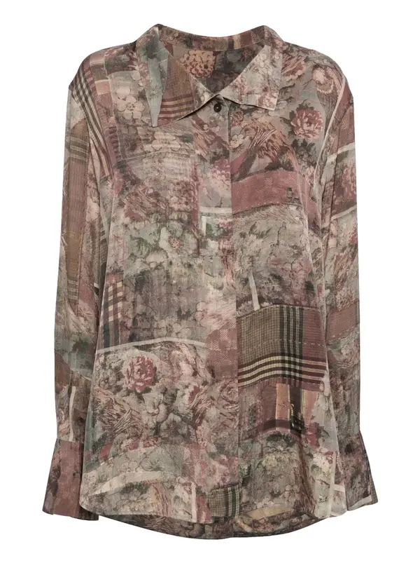 ZIGGY CHEN Liberty-printed Shirt - Brown