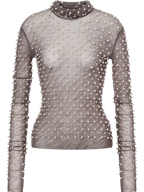 Philosophy Di Lorenzo Serafini Pearl-embellished Top - Grey