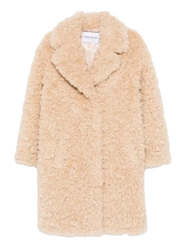 STAND STUDIO Camille Cocoon Faux Shearling Coat - Neutrals