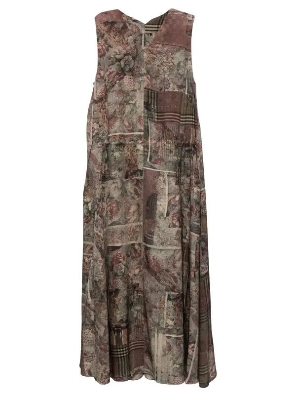 ZIGGY CHEN Abstract-print Midi Dress - Brown