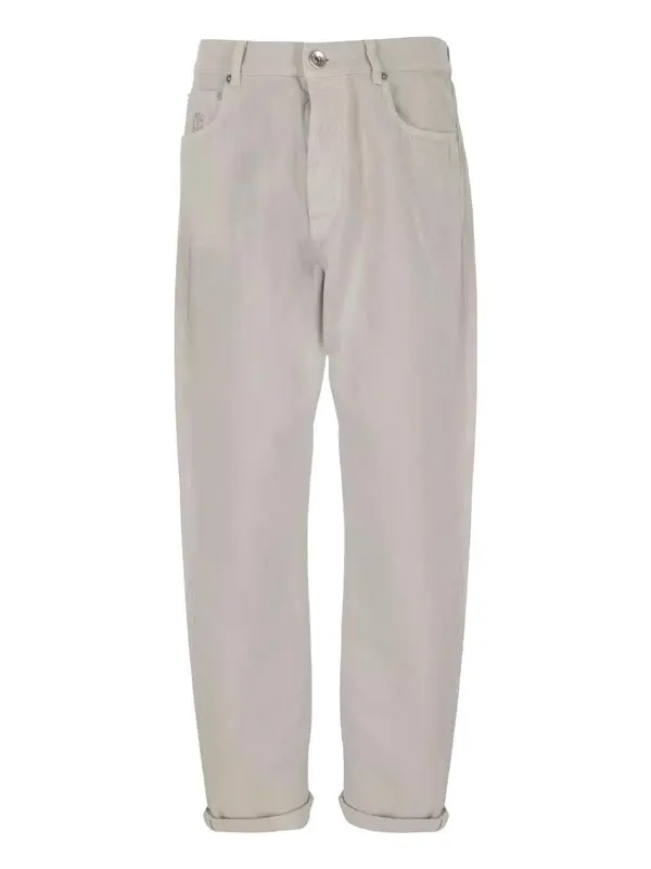 Brunello Cucinelli Logo-embroidered Jeans - Neutrals