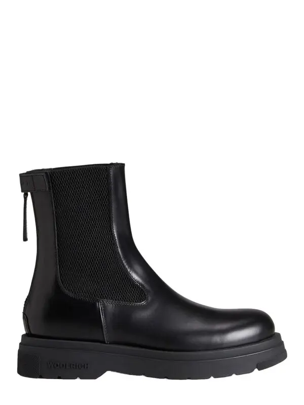 Woolrich Logo-embossed Leather Chelsea Boots - Black