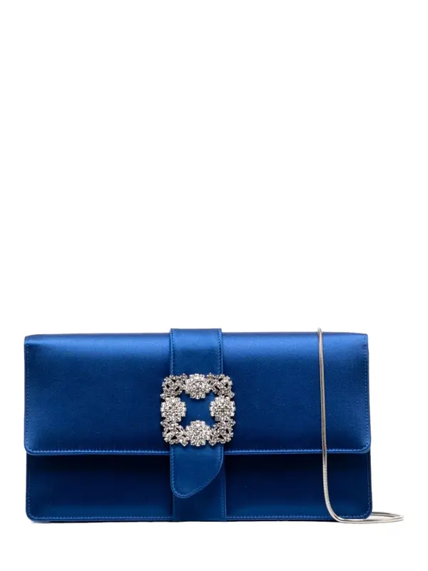 Manolo Blahnik Embellished Satin Clutch - Blue