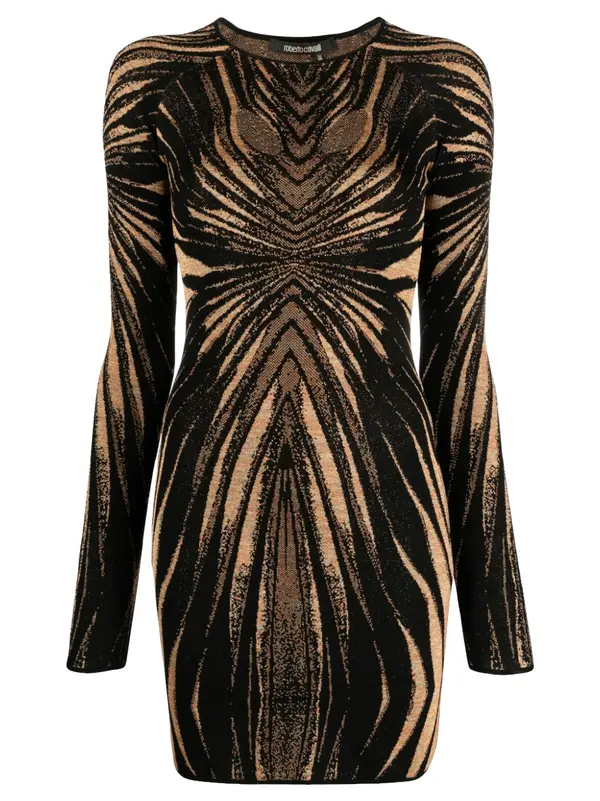 Roberto Cavalli Graphic-print Mini Dress - Black