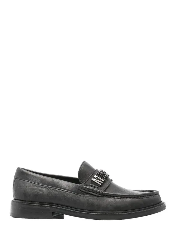 Moschino Lettering Loafers - Black