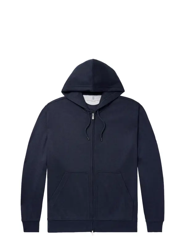Brunello Cucinelli Cashmere-blend Zip-up Hoodie - Blue