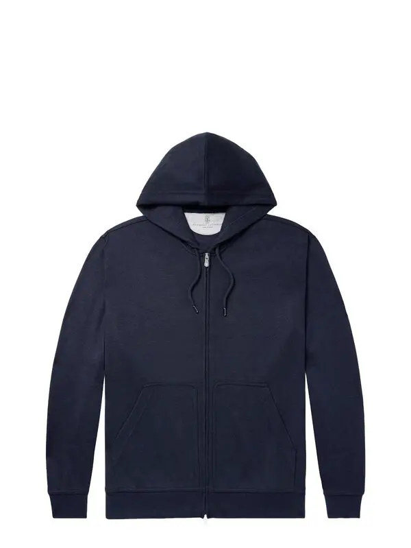 Brunello Cucinelli Cashmere-blend Zip-up Hoodie - Blue