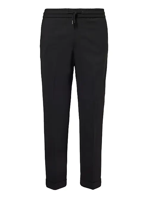 The Kooples Tapered-leg Stretch-wool Trousers - Black