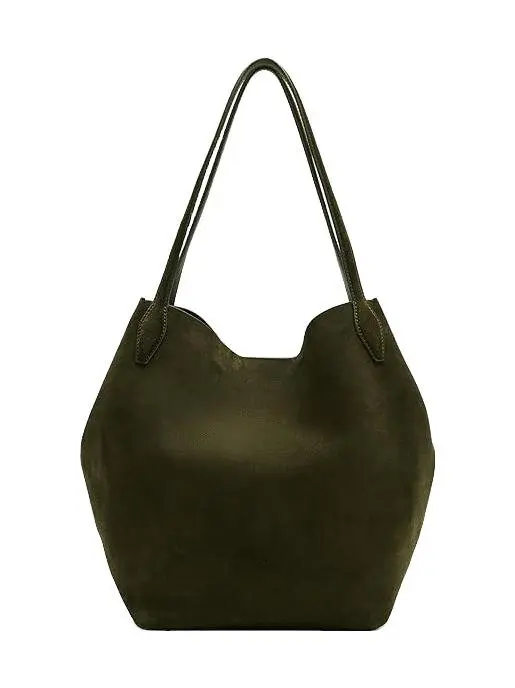 Madewell Suede Soft Grain Shopper Shoulder Handbag - Olive