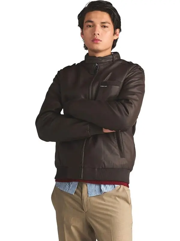 MEMBERS ONLY Faux Leather Iconic Racer Jacket - Dark Brown
