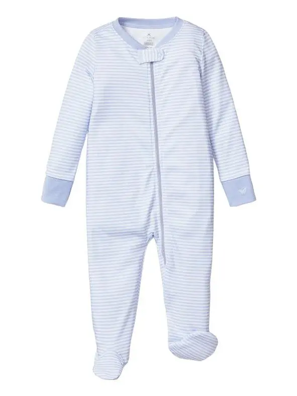PETITE PLUME Stripe Pima Cotton Footie - Blue