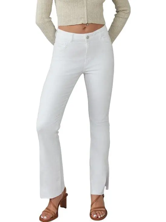 LOLA JEANS Billie High Rise Bootcut Jeans - White