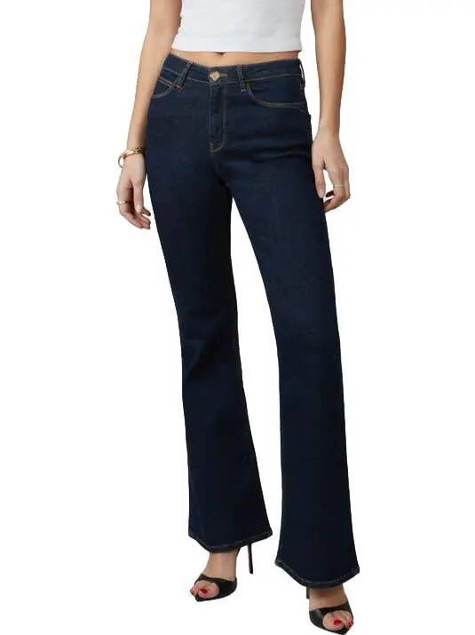 LOLA JEANS Alice High Rise Flare Jeans - Dark Rinse Blue