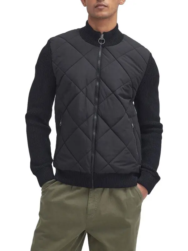 Barbour Quilt Front Zip Cardigan - Black
