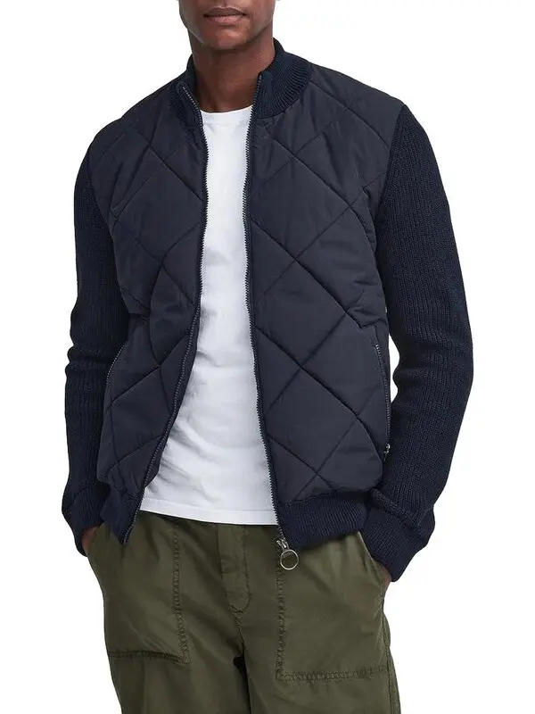 Barbour Quilt Front Zip Cardigan - Navy