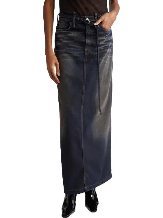 Acne Studios Talia Darkside Belted Denim Maxi Skirt - Dark Blue