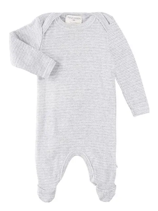 PAIGELAUREN Lap Rib Supima® Cotton Blend Footie - Gray
