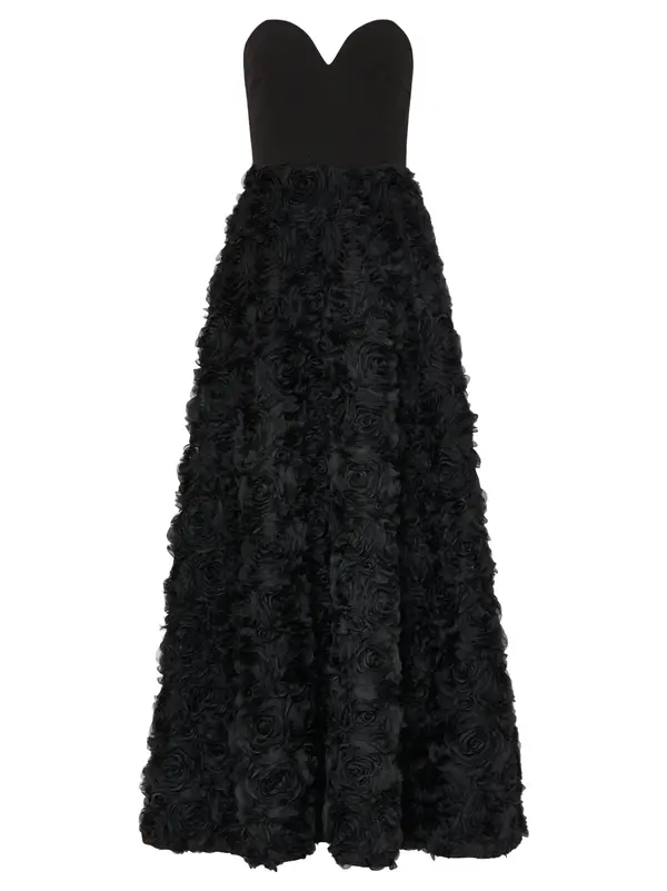 MILLY Roxy Mesh Rose Gown - Black
