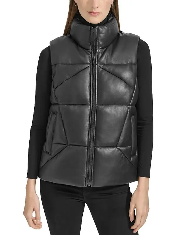 Marc New York Faux Leather Puffer Vest - Black