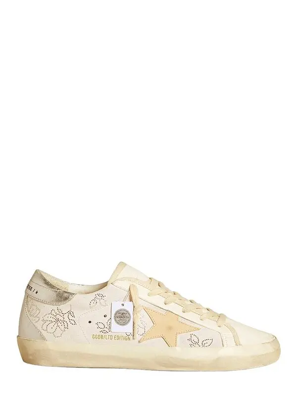 Golden Goose Super-star Crystal Flower Sneakers - Optic White/smoke Gray/silver