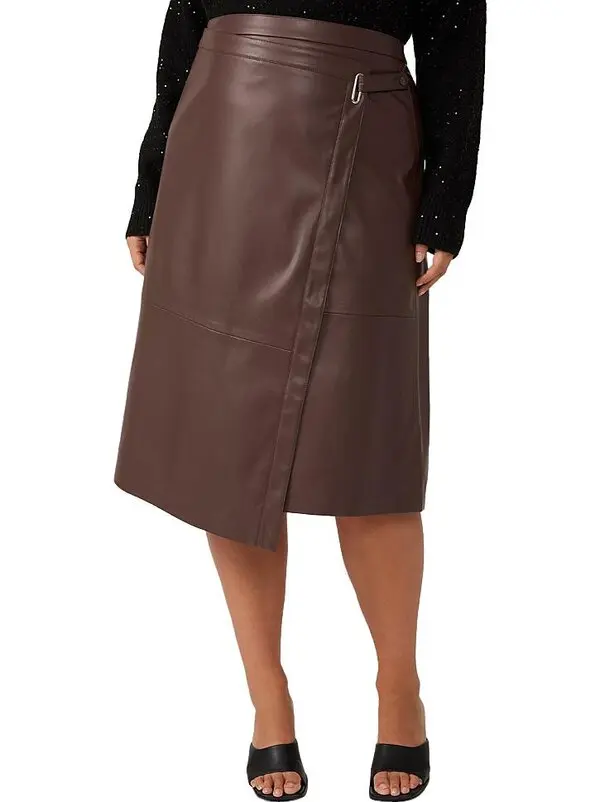 ESTELLE Michelangelo Faux Leather Midi Skirt - Chocolate