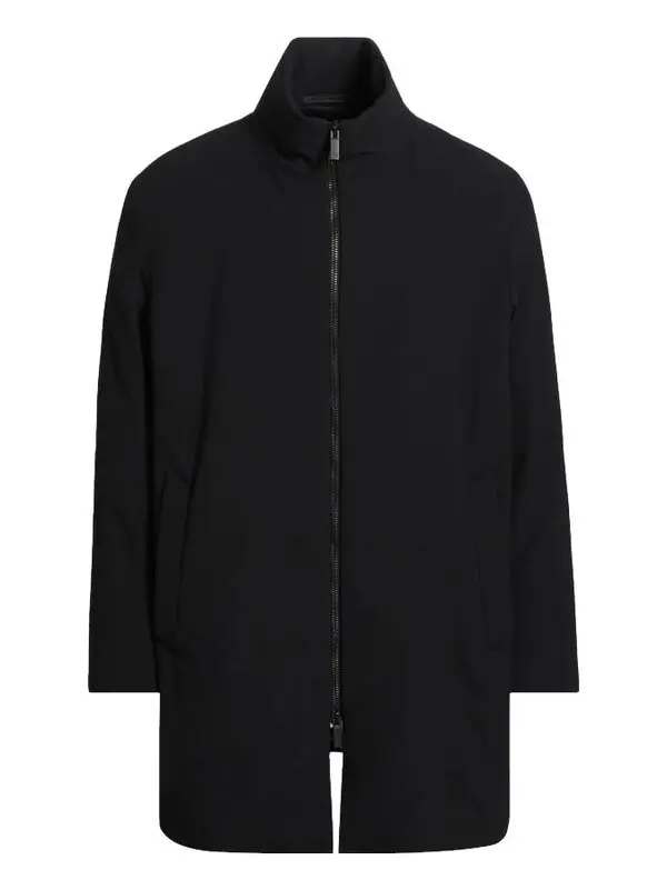 Giorgio Armani Long Wool Zip-up Jacket - Navy