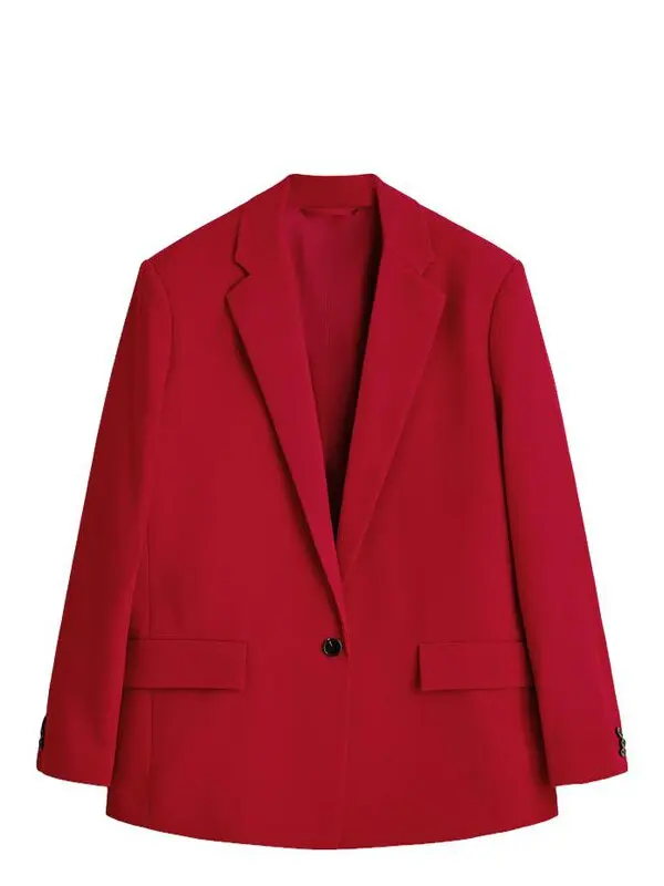 Cos Relaxed Single-breasted Wool-blend Blazer - Red