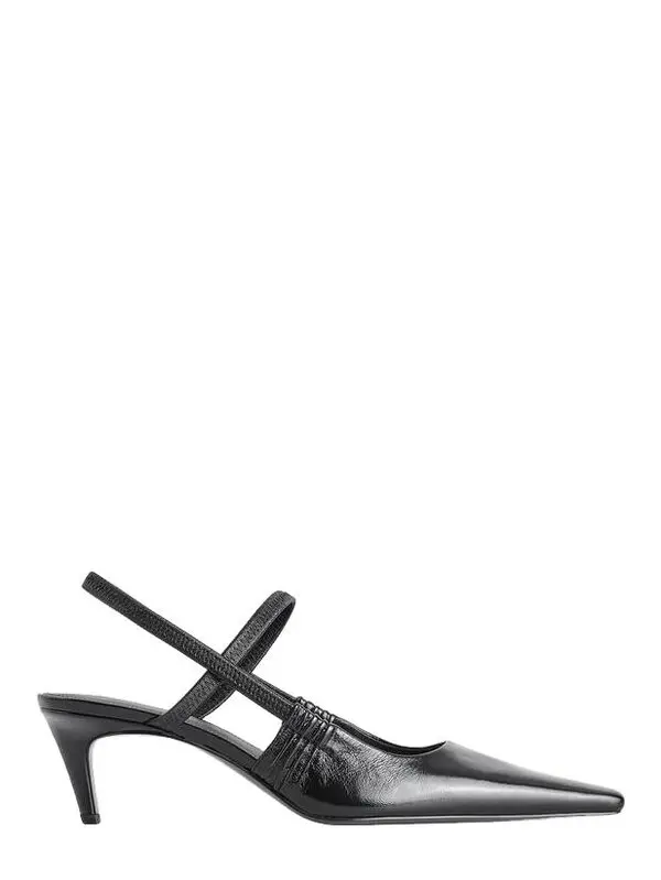 Cos Pointed Leather Slingback Heels - Black