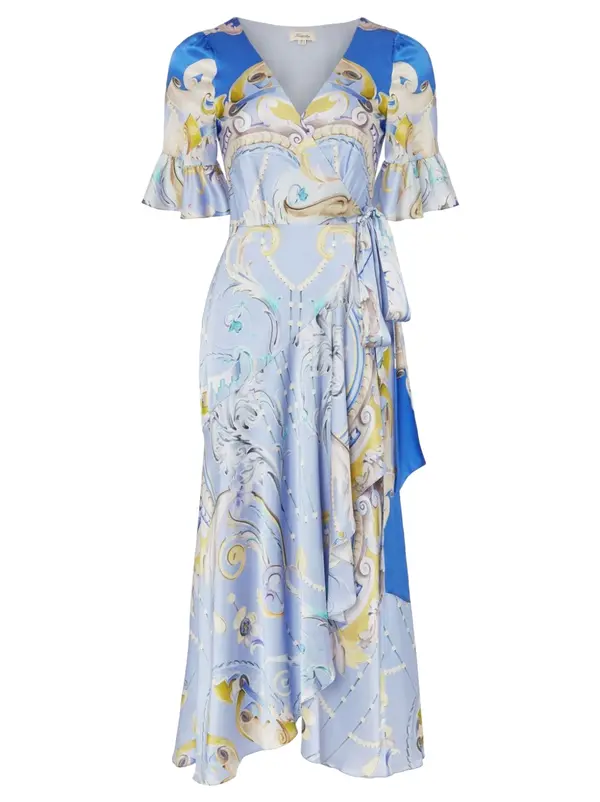 TEMPERLEY LONDON Carline-print Wrap Dress - Blue