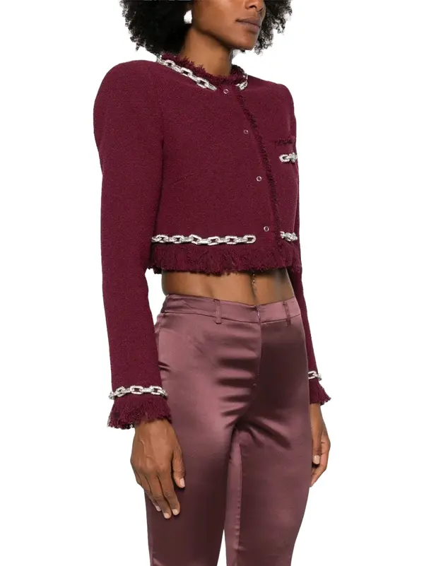 Giuseppe Di Morabito Crystal-chain Cropped Jacket - Purple