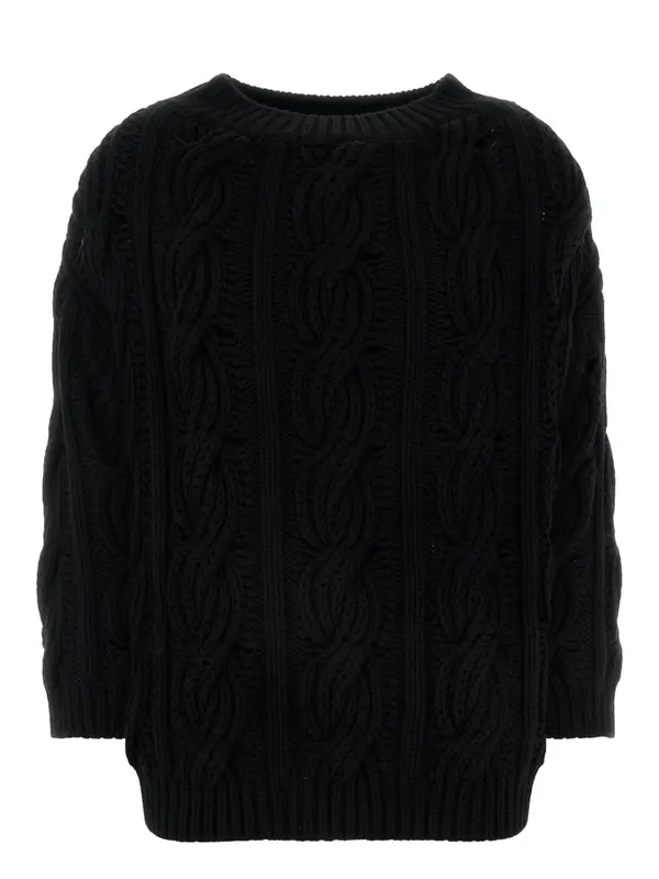 Valentino Garavani Cable Knit Wool Sweater - Black