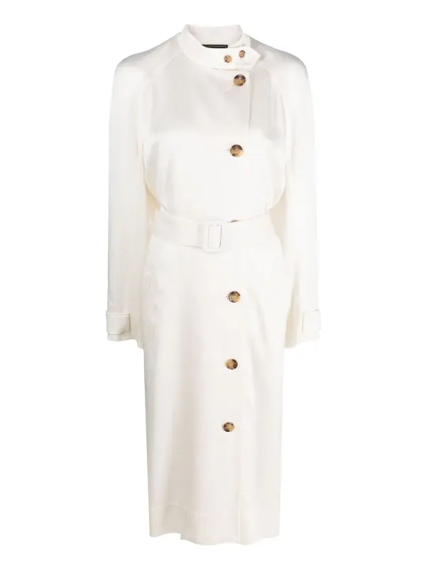 10 CORSO COMO Double-breasted Belted Satin Coat - White
