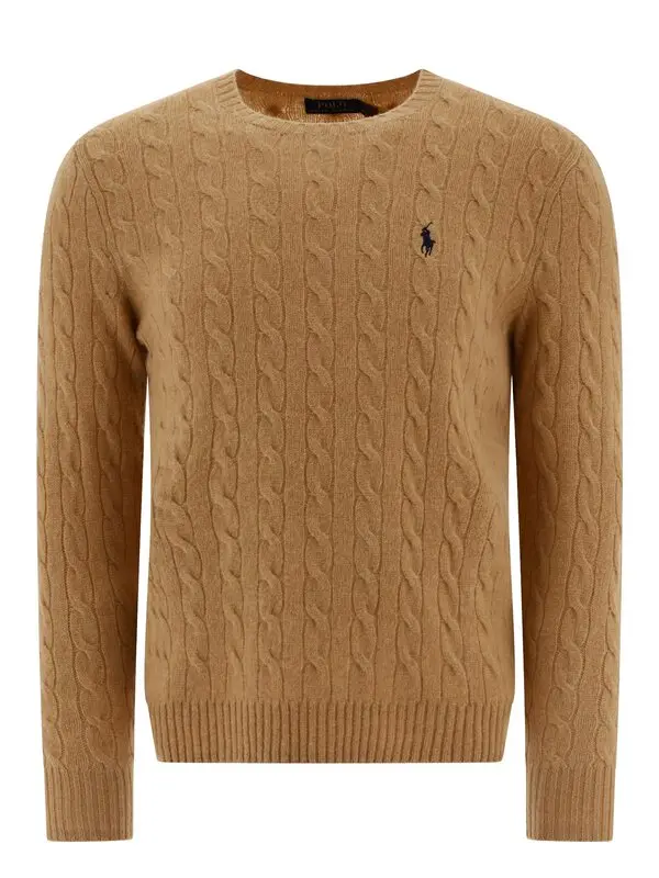 Ralph Lauren Pony Cable Knit Sweater - Beige
