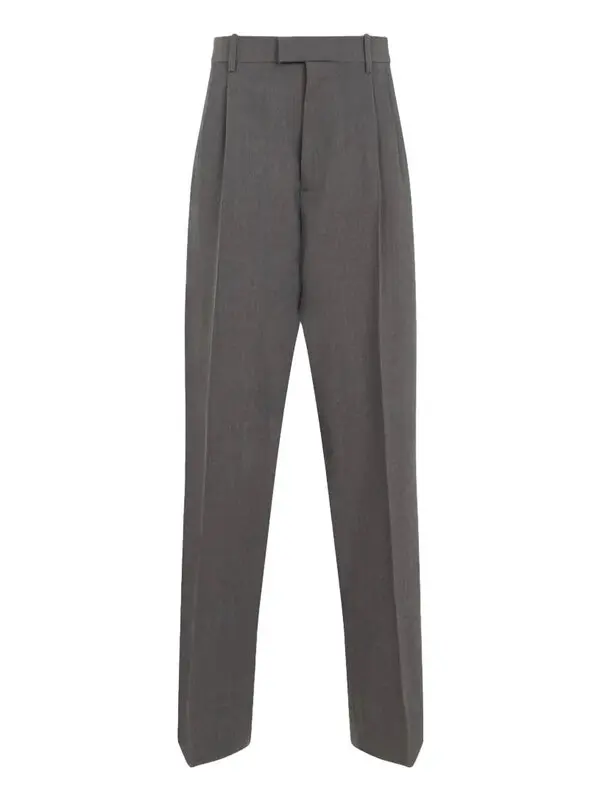 Bottega Veneta Light Wool Stretch Tricotine Two Pleat Trousers - Grey Melange