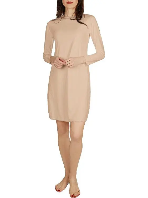 MEMOI Bonded Long Sleeve Slip - Beige