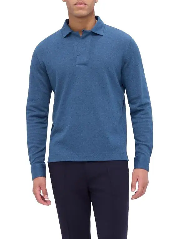 Bugatchi Long Sleeve Cotton Blend Polo - Teal