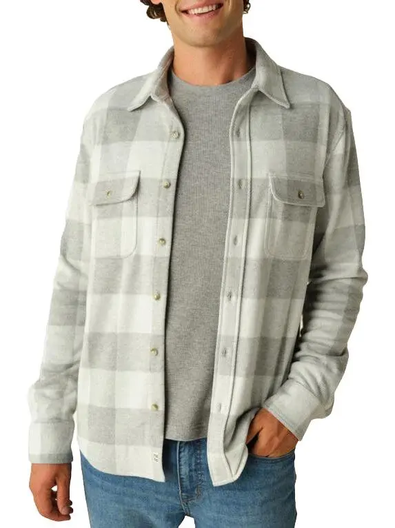 FAIR HARBOR Dunewood Stretch Flannel Button-up Shirt - Heather Grey Buffalo Check