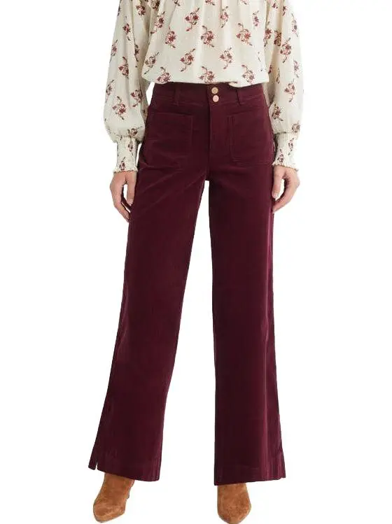 Wit & Wisdom Wide Leg Corduroy Pants - Plum
