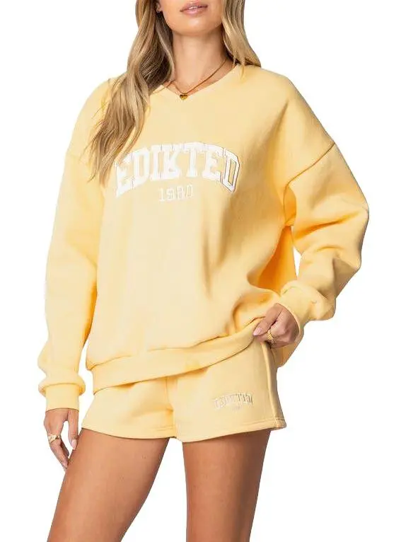 EDIKTED Logo Crewneck Sweatshirt - Yellow