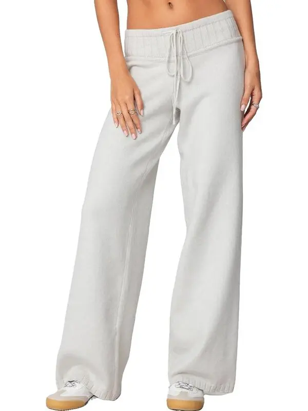 EDIKTED Russel Straight Leg Knit Pants - Light-gray