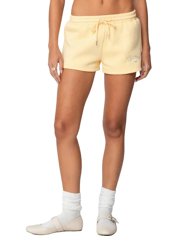 EDIKTED Cotton Blend Drawstring Short - Yellow