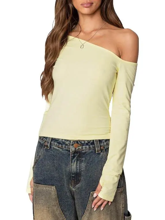 EDIKTED Swim One-shoulder Top - Yellow