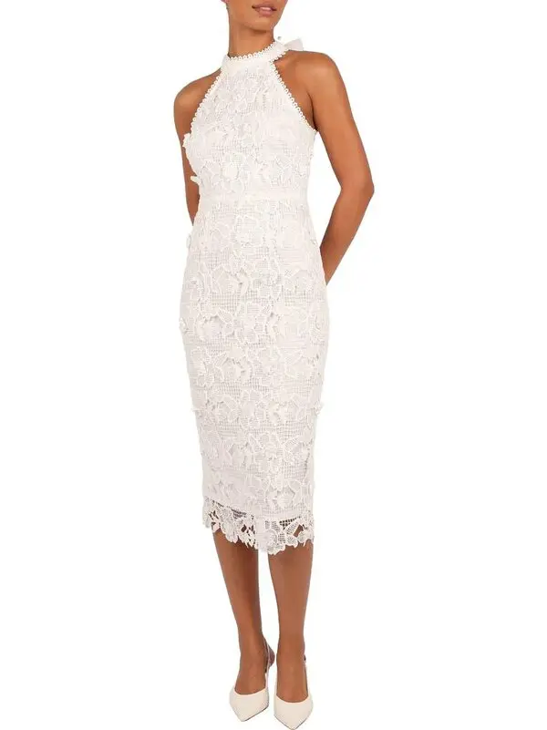 PETAL & PUP Adaln Lace Midi Dress - White
