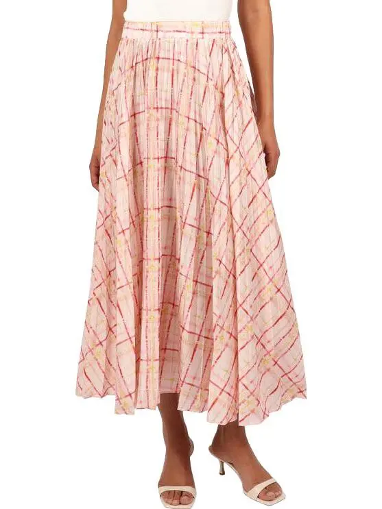 PETAL & PUP Polina Plaid Maxi Skirt - Sunset Check